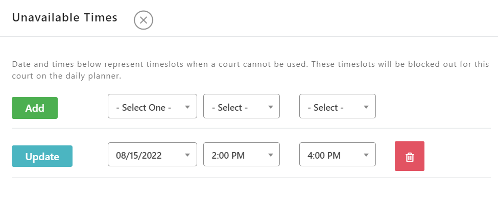 Unavailable Court Times - PB Manual - 1