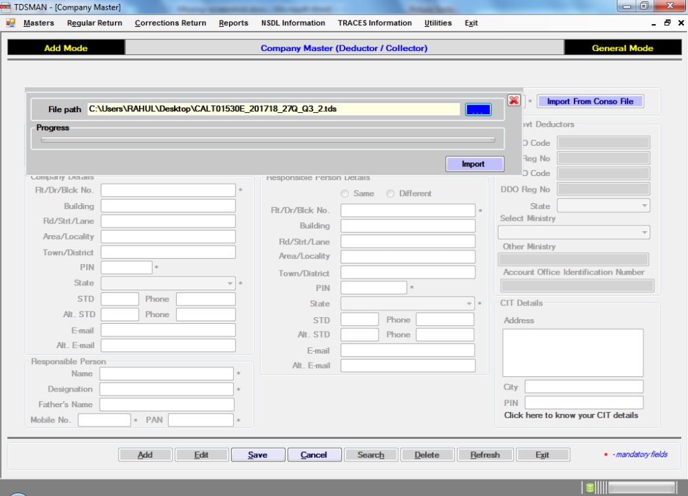 Company/Deductor Master - TDSMAN Ver. 14.1 - User Manual
