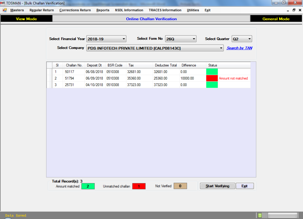 Verify Challans - TDSMAN Ver. 14.1 - User Manual