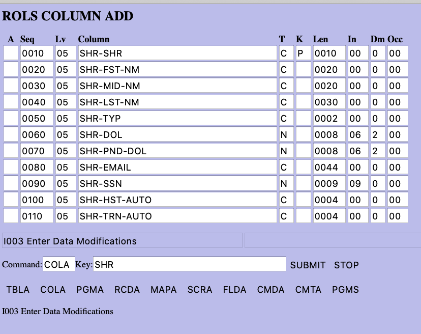 Columns - ROLS - 1