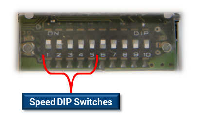 Speed DIP Switches 1 thru 5 - EQUBE Reference Manual - 2.0