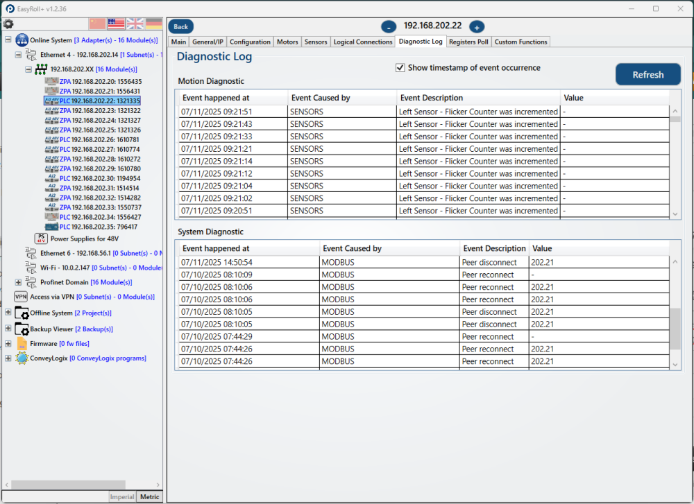 Diagnostic Log - EasyRoll+ User Manual - 1