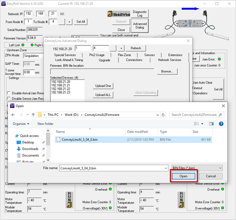 Upgrade Tab - ConveyLinx-Ai Family Complete Guide - 3.0