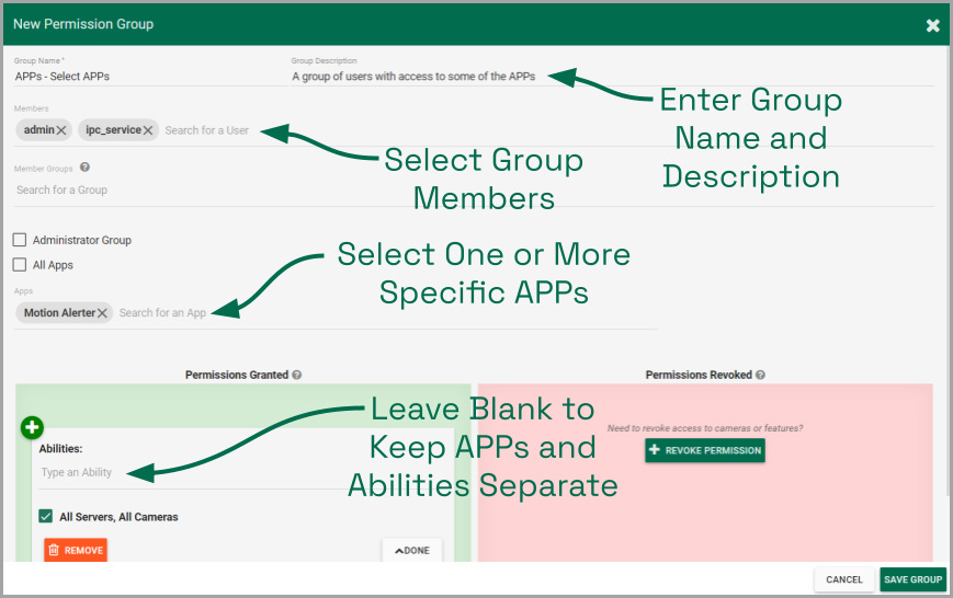 Add a Permission Group for Selected APPs - Orchid Alto VMS ...