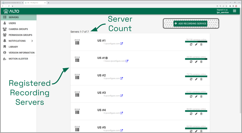 The Recording Service Servers - Orchid Alto VMS Administrator Guide - 22.9