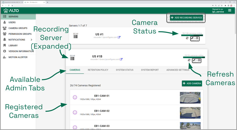 The Recording Service Servers - Orchid Alto VMS Administrator Guide - 22.9