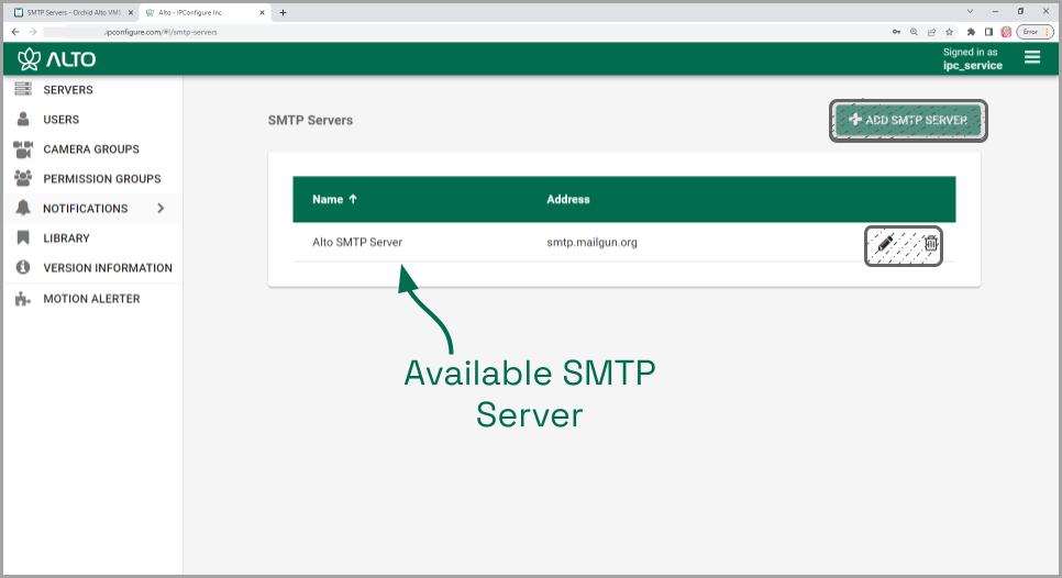 SMTP Servers - Orchid Alto VMS Administrator Guide - 22.6