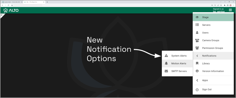 Notifications - Orchid Alto VMS Administrator Guide - 22.9