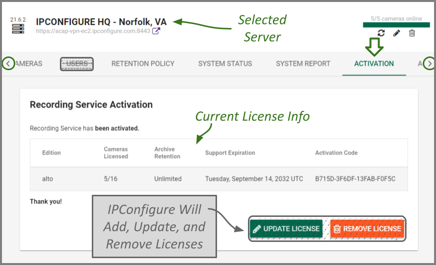 The Activation Tab - Orchid Alto VMS Administrator Guide - 21.6