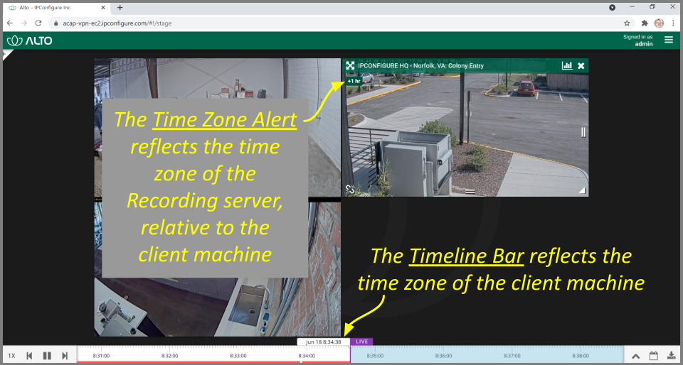 Time Zone Alert - Orchid Alto VMS User Guide - 21.6