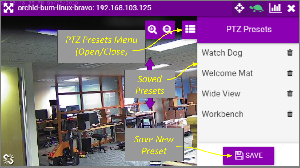 Controlling a PTZ Player - Orchid Fusion/Hybrid VMS User Guide - 2.10.0