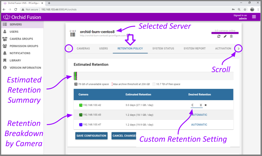 The Retention Policy Tab - Orchid Hybrid/Fusion VMS Administrator Guide ...