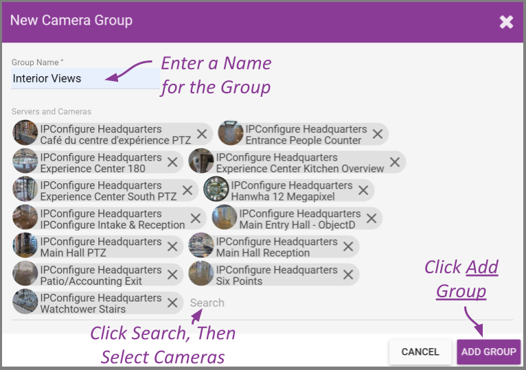 Add a Camera Group - Orchid Hybrid/Fusion VMS Administrator Guide - 22.3