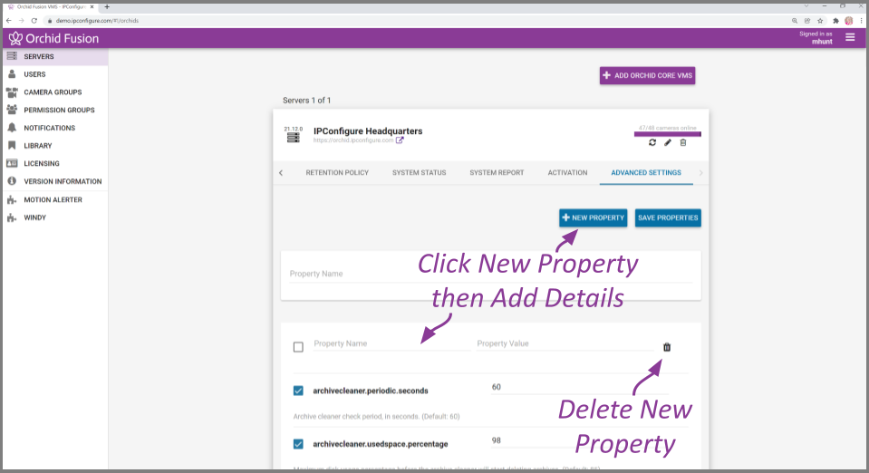 Working With Advanced Properties - Orchid Hybrid/Fusion VMS ...