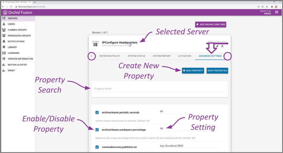 The Advanced Settings Tab - Orchid Hybrid/Fusion VMS Administrator ...