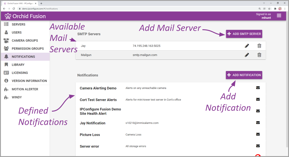 Access the Notifications Screen - Orchid Hybrid/Fusion VMS ...
