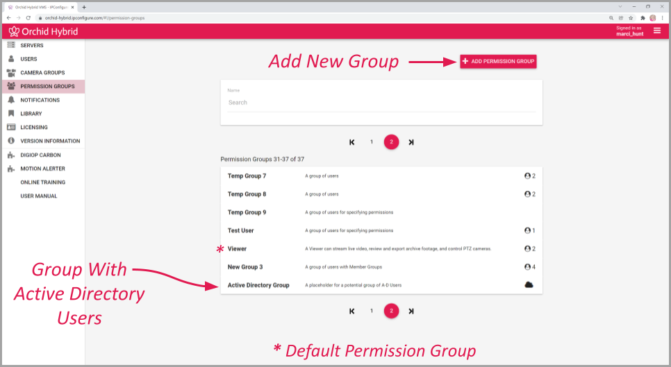 Add a Permission Group for Active Directory - Orchid Hybrid/Fusion VMS ...