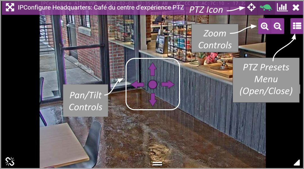 Controlling a PTZ Player - Orchid Hybrid/Fusion VMS User Guide - 22.3