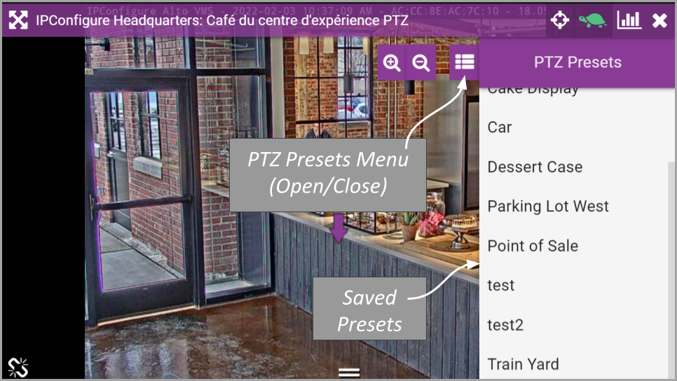 Controlling a PTZ Player - Orchid Hybrid/Fusion VMS User Guide - 22.3