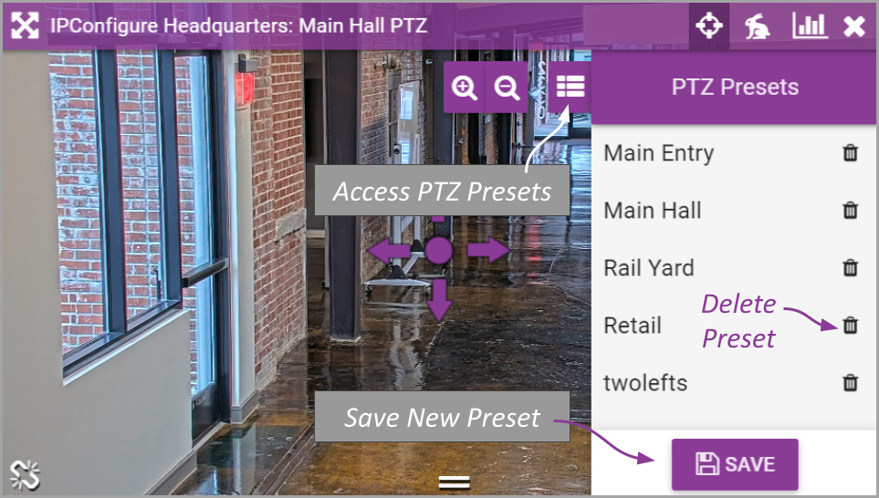 Managing PTZ Presets - Orchid Hybrid/Fusion VMS Administrator Guide - 22.3