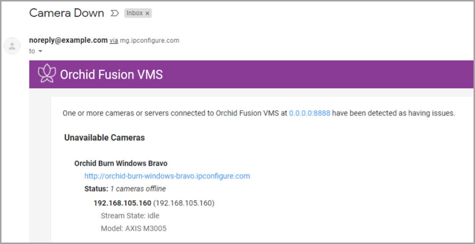 Sample Notifications - Orchid Hybrid/Fusion VMS Administrator Guide - 21.12