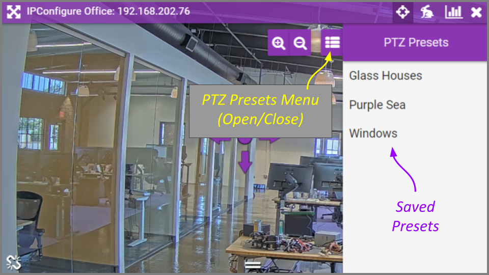 Controlling a PTZ Player - Orchid Hybrid/Fusion VMS User Guide - 21.6