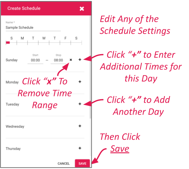 Editing or Deleting a Schedule - Orchid Hybrid/Fusion VMS Administrator ...