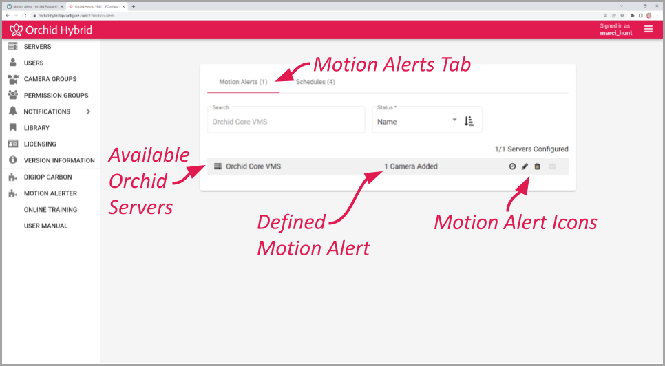Motion Alerts - Orchid Fusion/Hybrid VMS Administrator Guide - 22.6