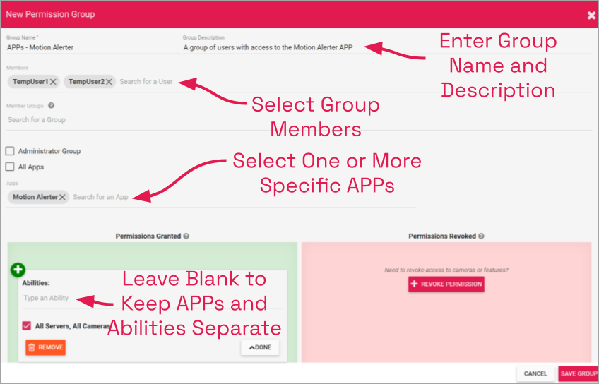 Add a Permission Group for Selected APPs - Orchid Hybrid/Fusion VMS ...
