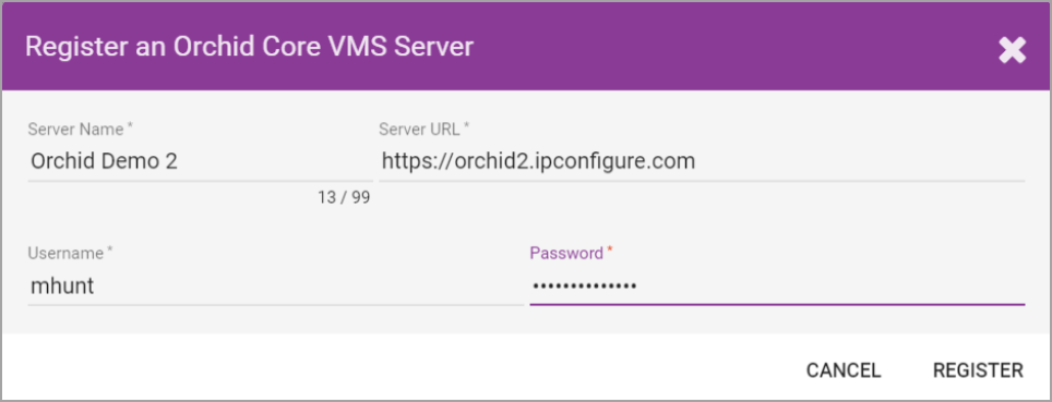 Add an Orchid Core VMS Server - Orchid Hybrid/Fusion VMS Administrator Guide - 23.6
