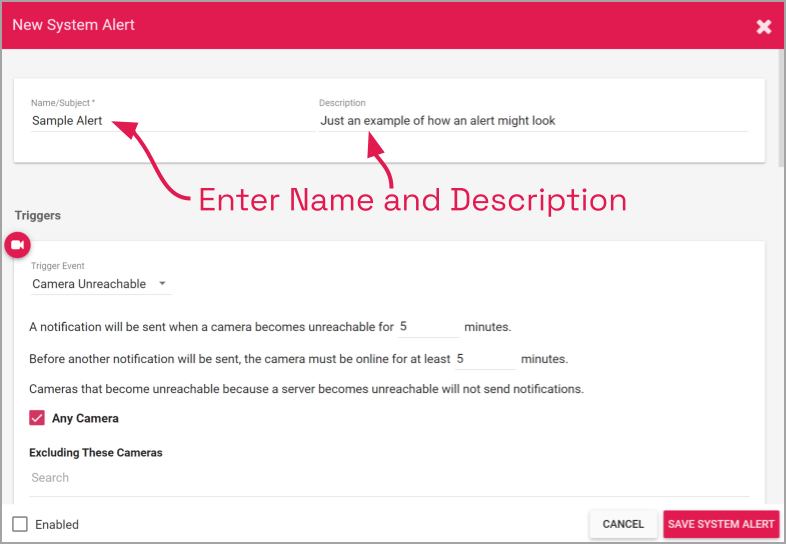 Adding System Alerts - Orchid Hybrid/Fusion VMS Administrator Guide - 23.12