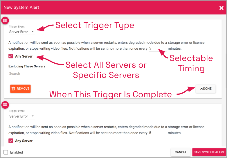 Adding System Alerts - Orchid Fusion/Hybrid VMS Administrator Guide - 22.12