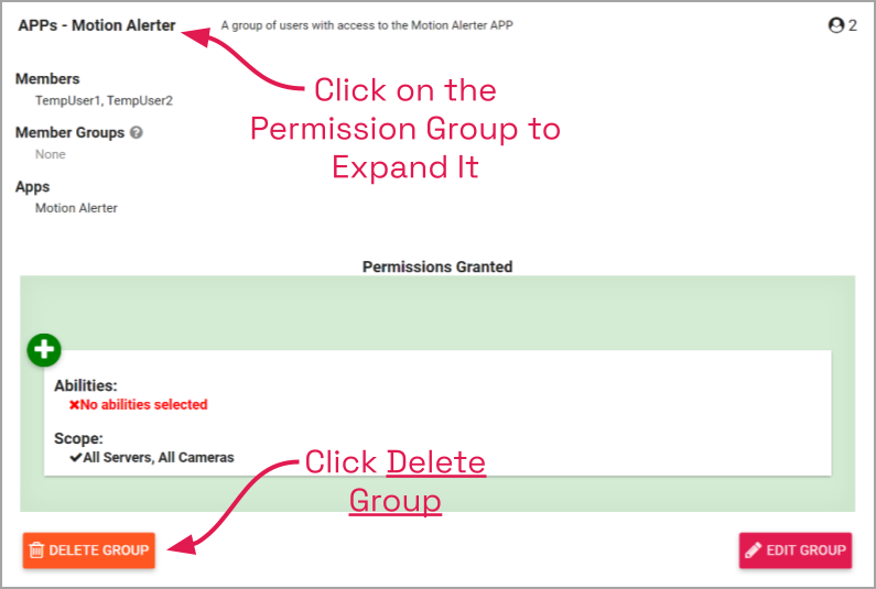 Delete Permission Group - Orchid Hybrid/Fusion VMS Administrator Guide ...