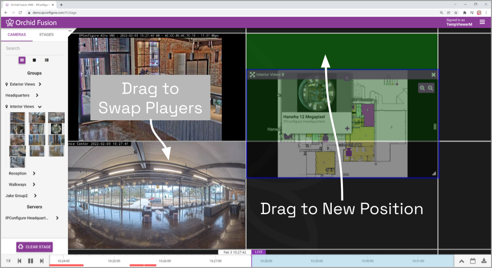 Moving/Dragging Players - Orchid Hybrid/Fusion VMS User Guide - 23.3