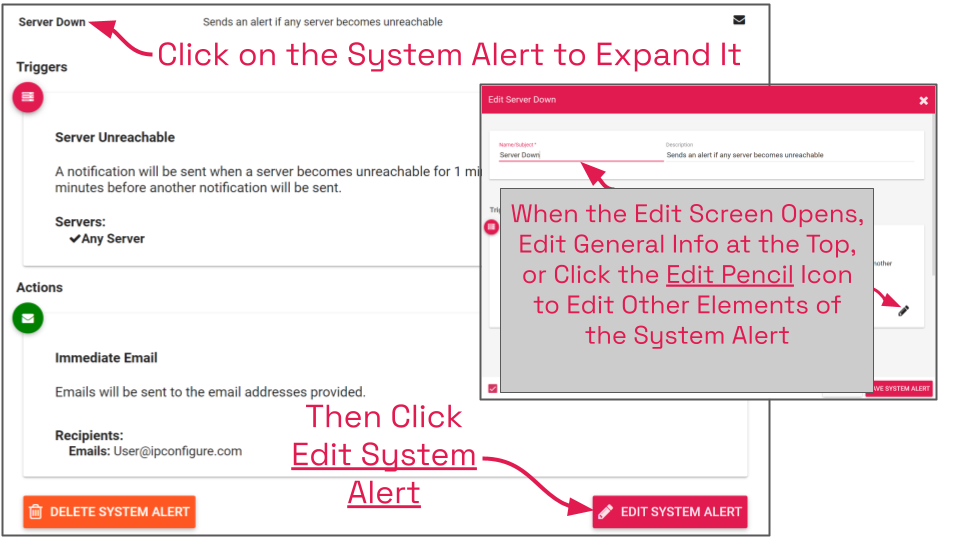 Editing or Deleting a System Alert - Orchid Hybrid/Fusion VMS ...