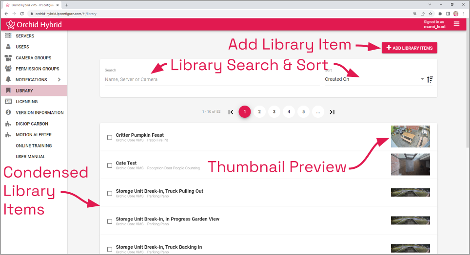 Access the Library Feature - Orchid Hybrid/Fusion VMS Administrator ...