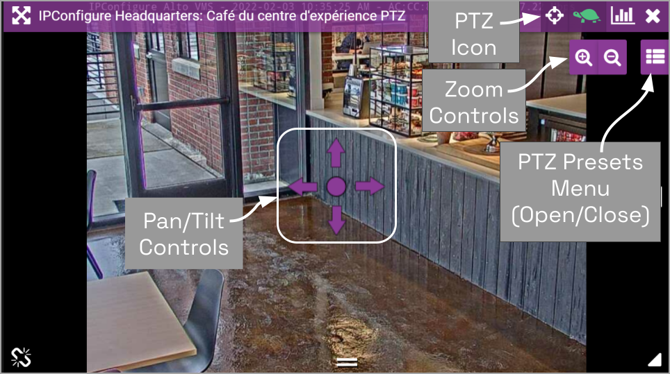 Controlling a PTZ Player - Orchid Hybrid/Fusion VMS User Guide - 23.3