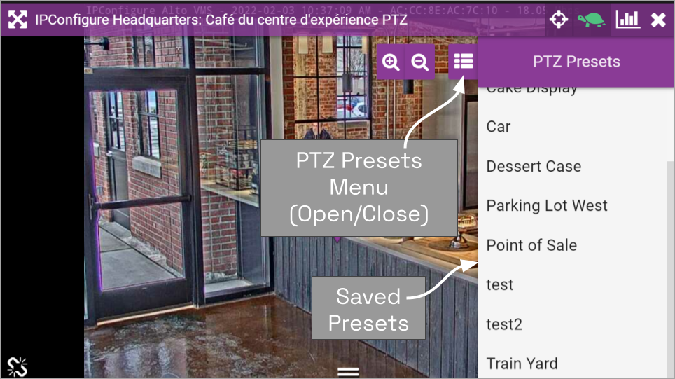 Controlling a PTZ Player - Orchid Hybrid/Fusion VMS User Guide - 23.3