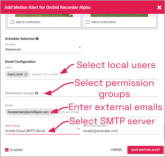 Adding Motion Alerts - Orchid Hybrid/Fusion VMS Administrator Guide - 23.12