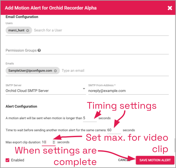 Adding Motion Alerts - Orchid Hybrid/Fusion VMS Administrator Guide - 23.12