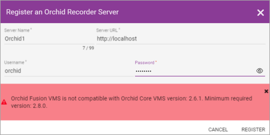Add an Orchid Recorder - Orchid Hybrid/Fusion VMS Administrator Guide - 23.12
