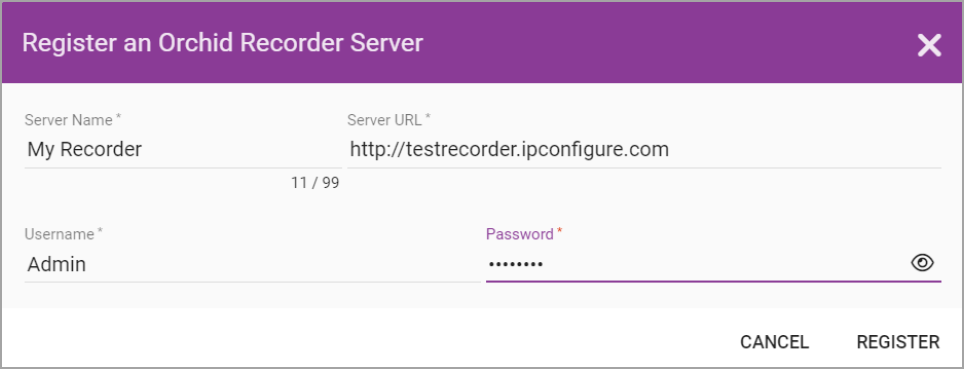 Add an Orchid Recorder - Orchid Hybrid/Fusion VMS Administrator Guide - 23.12