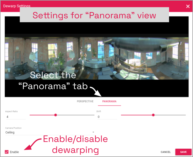 Advanced Settings: Fisheye Dewarping - Orchid Hybrid/Fusion VMS Administrator Guide - 24.9