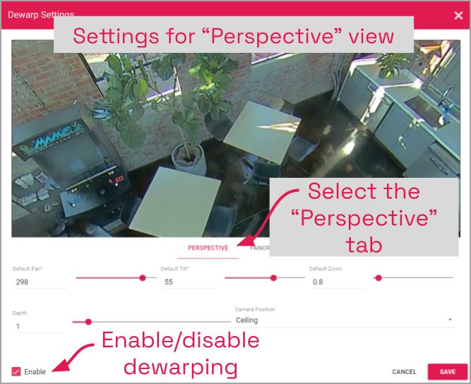 Advanced Settings: Fisheye Dewarping - Orchid Hybrid/Fusion VMS Administrator Guide - 24.9