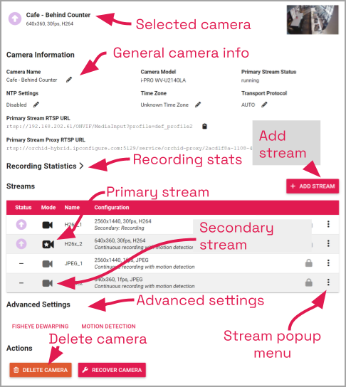 Edit Camera Stream Settings - Orchid Hybrid/Fusion VMS Administrator Guide - 23.12