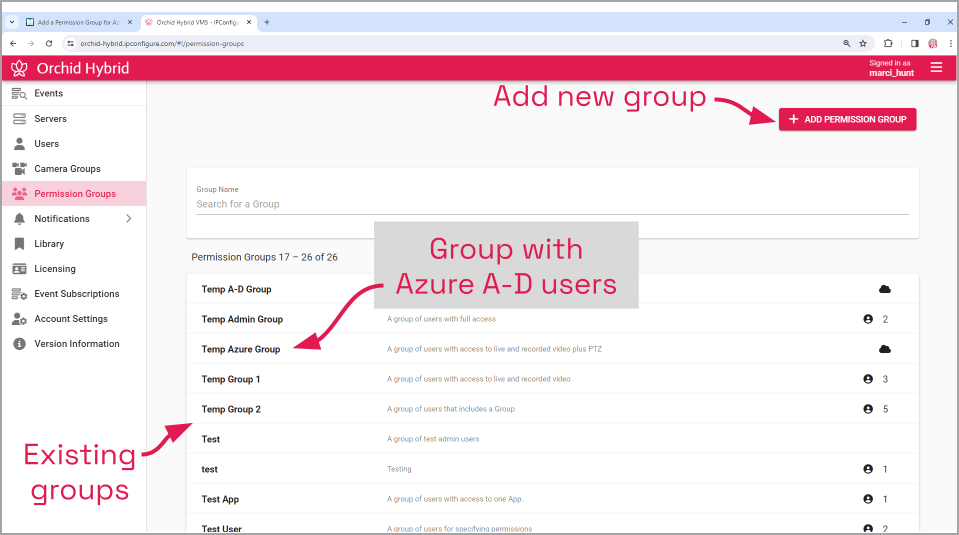 Add a Permission Group for Azure Active Directory - Orchid Hybrid ...