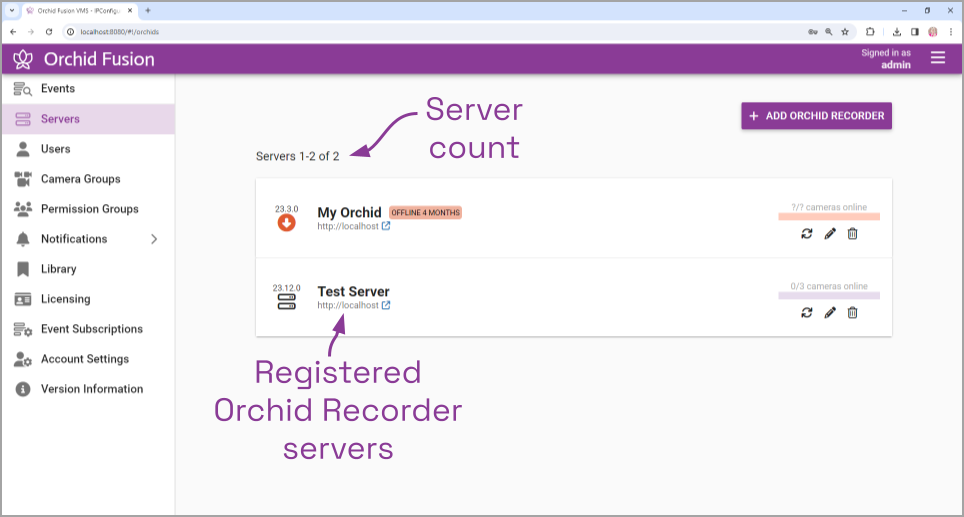 Managing Orchid Servers - Orchid Hybrid/Fusion VMS Administrator Guide ...