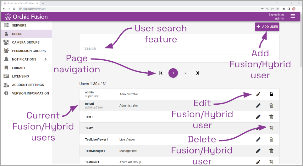 Access the Orchid Fusion/Hybrid VMS Users List - Orchid Hybrid/Fusion ...