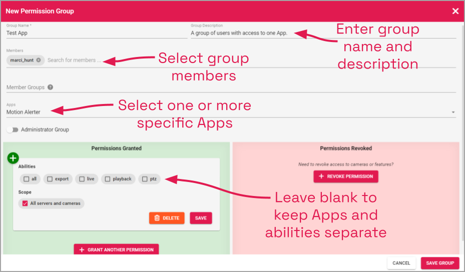 Add a Permission Group for Selected Apps - Orchid Hybrid/Fusion VMS ...