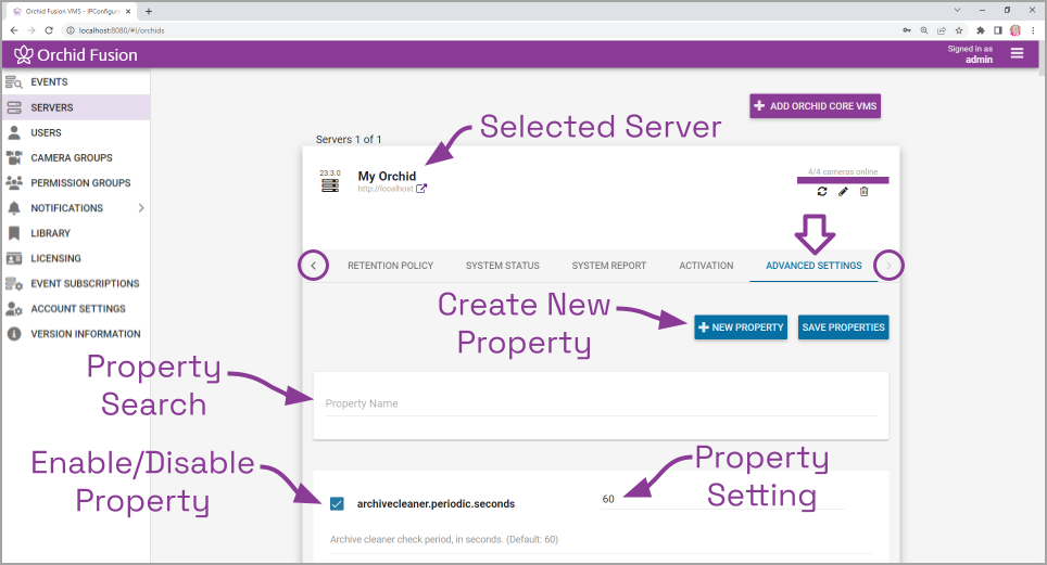 The Advanced Settings Tab - Orchid Hybrid/Fusion VMS Administrator ...
